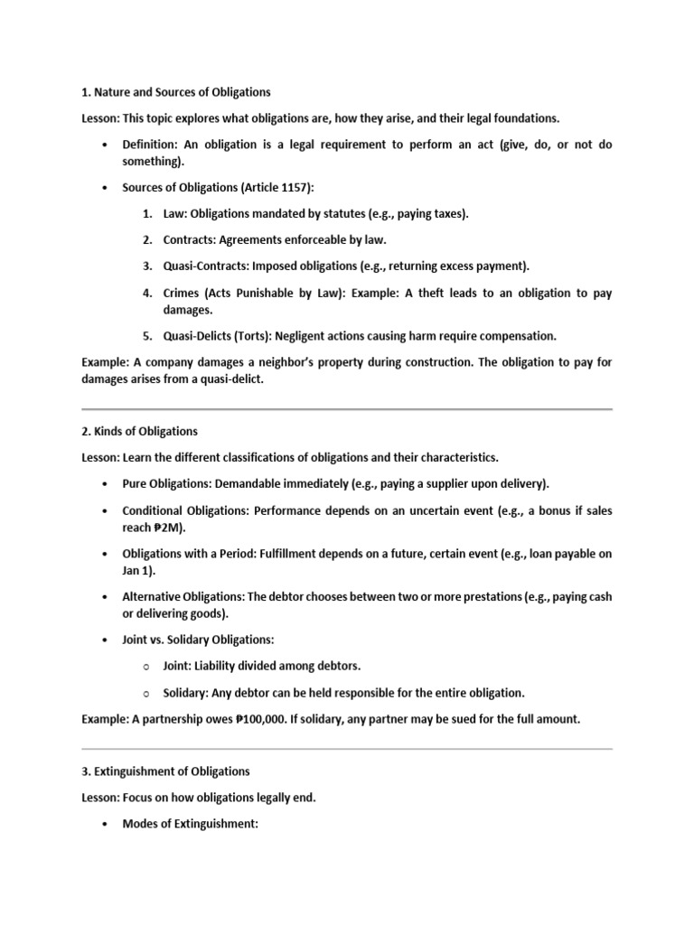 Understanding Legal Obligations and Contracts | PDF | Law Of ...