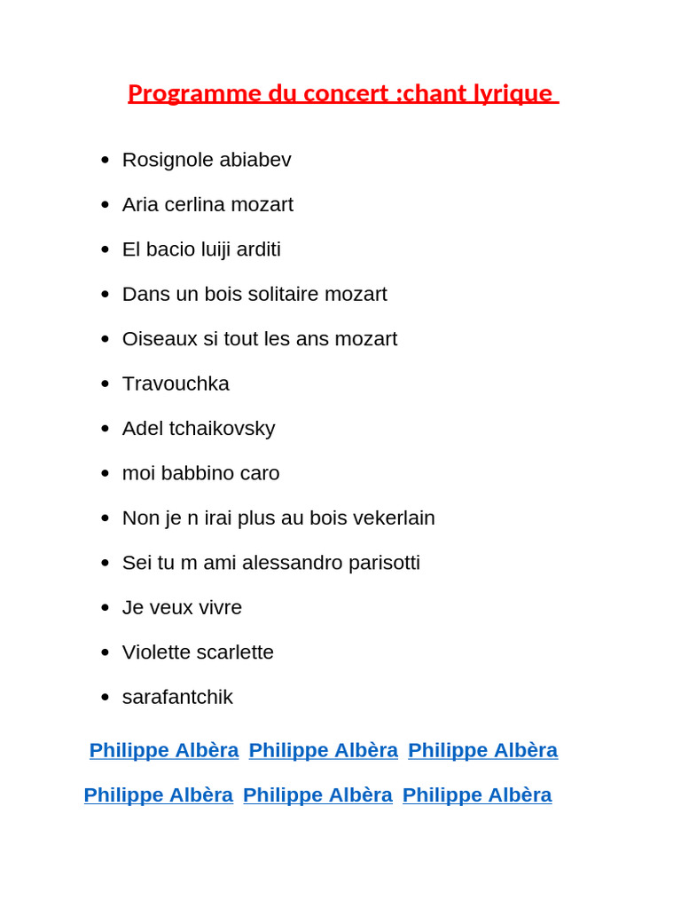 Programme Du Concert 20 | PDF