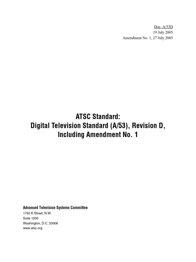 ATSC Digital TV Standard Revision D | PDF | Asynchronous Transfer Mode ...