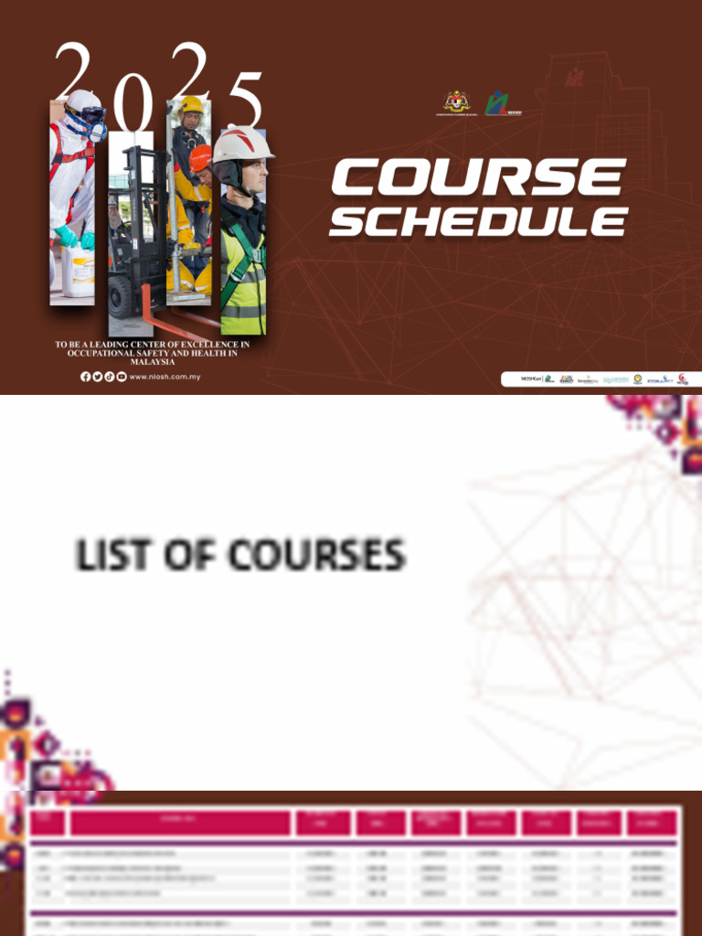 NIOSH Courses Schedule 2025 | PDF | Occupational Safety And Health ...