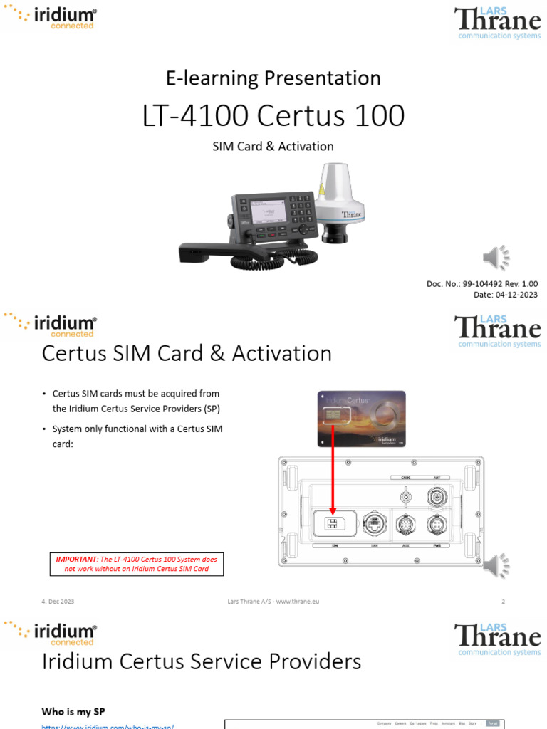 99-104492 - 1.00 E-Learning LT-4100 Certus 100 SIM Card & Activation | PDF