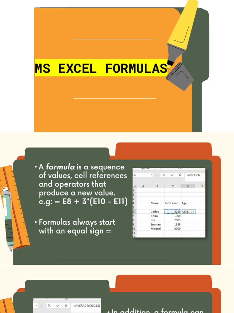 Ms-excel-lecture-2-formulas-arithmetic-operations | Pdf