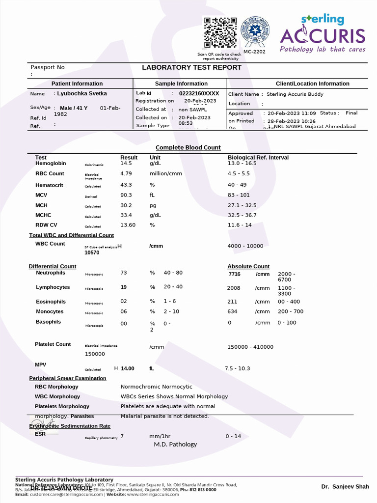 Complete Blood Count Report | PDF | Vitamin D | Glycated Hemoglobin