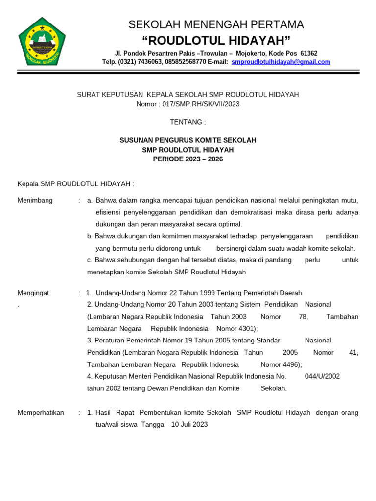 SK Komite Rohid 2023-2026 | PDF