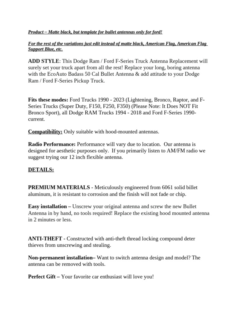 Product Ford Dodge Bullet | PDF | Ford F Series | Dodge