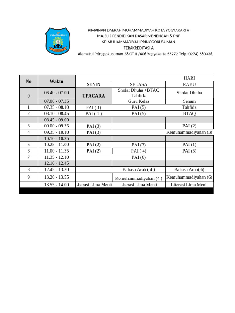 Jadwal PAI 2 | PDF