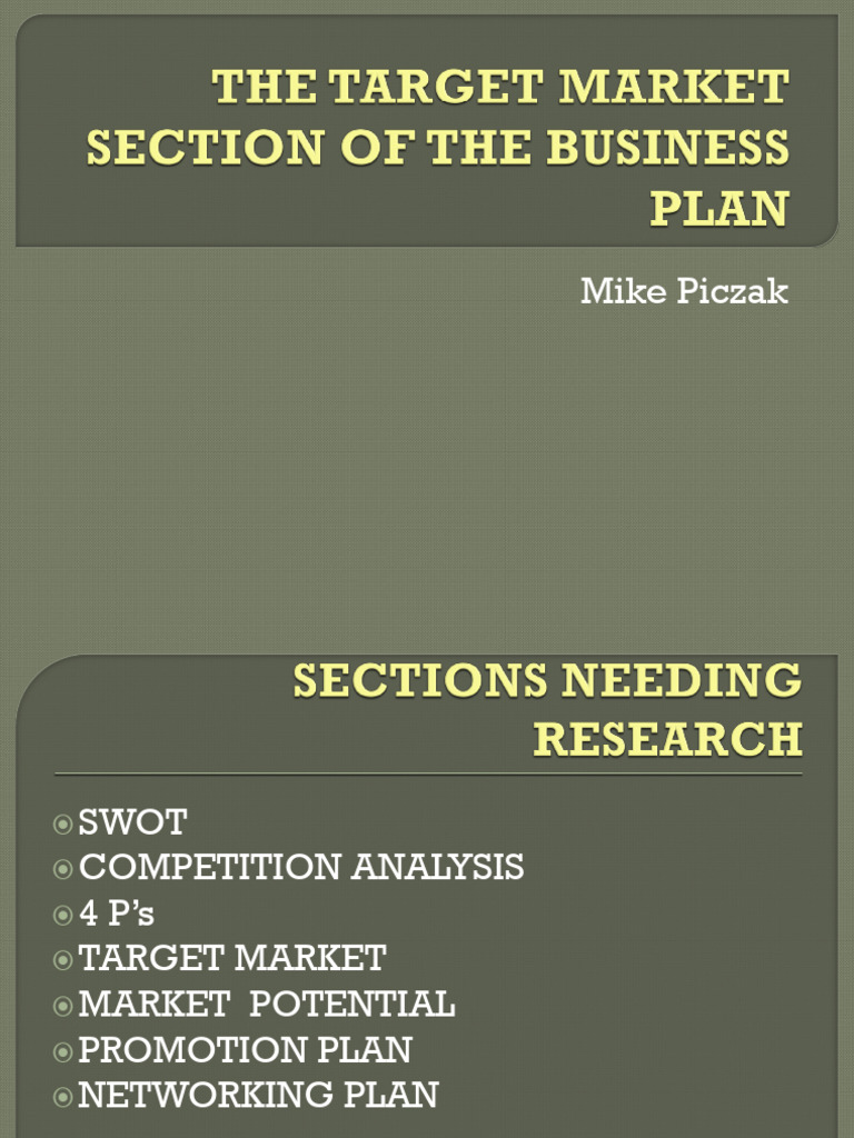 The Target Market Section of The Business Case or Plan | PDF ...