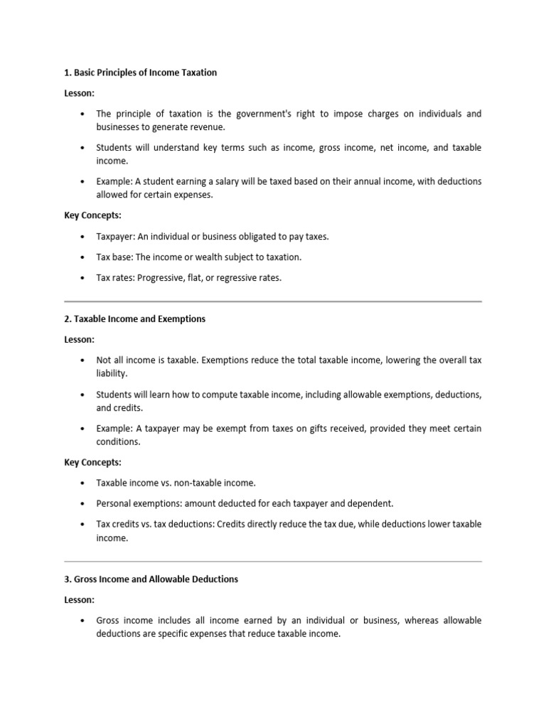 Income Taxation Principles Explained | PDF | Capital Gains Tax | Tax ...