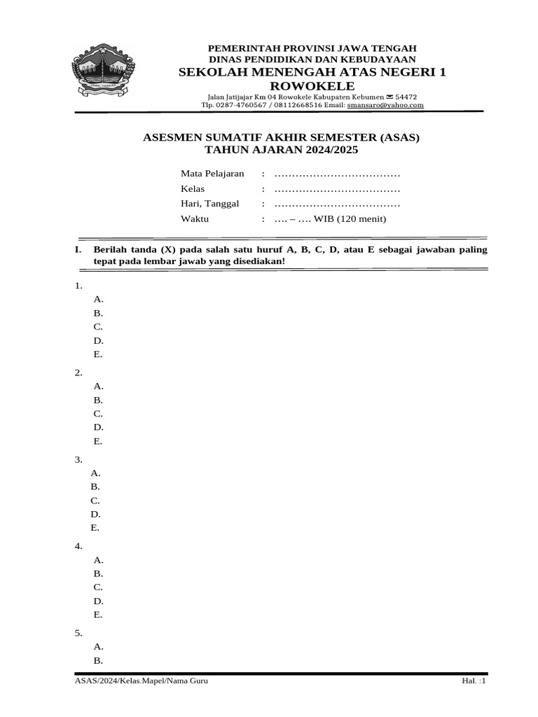 Format Soal ASAS | PDF