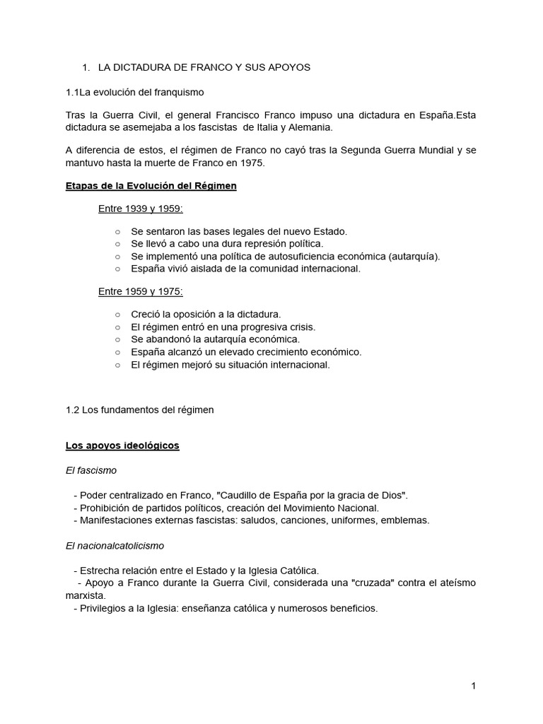 La Dictadura de Franco | PDF | España franquista | Francisco franco