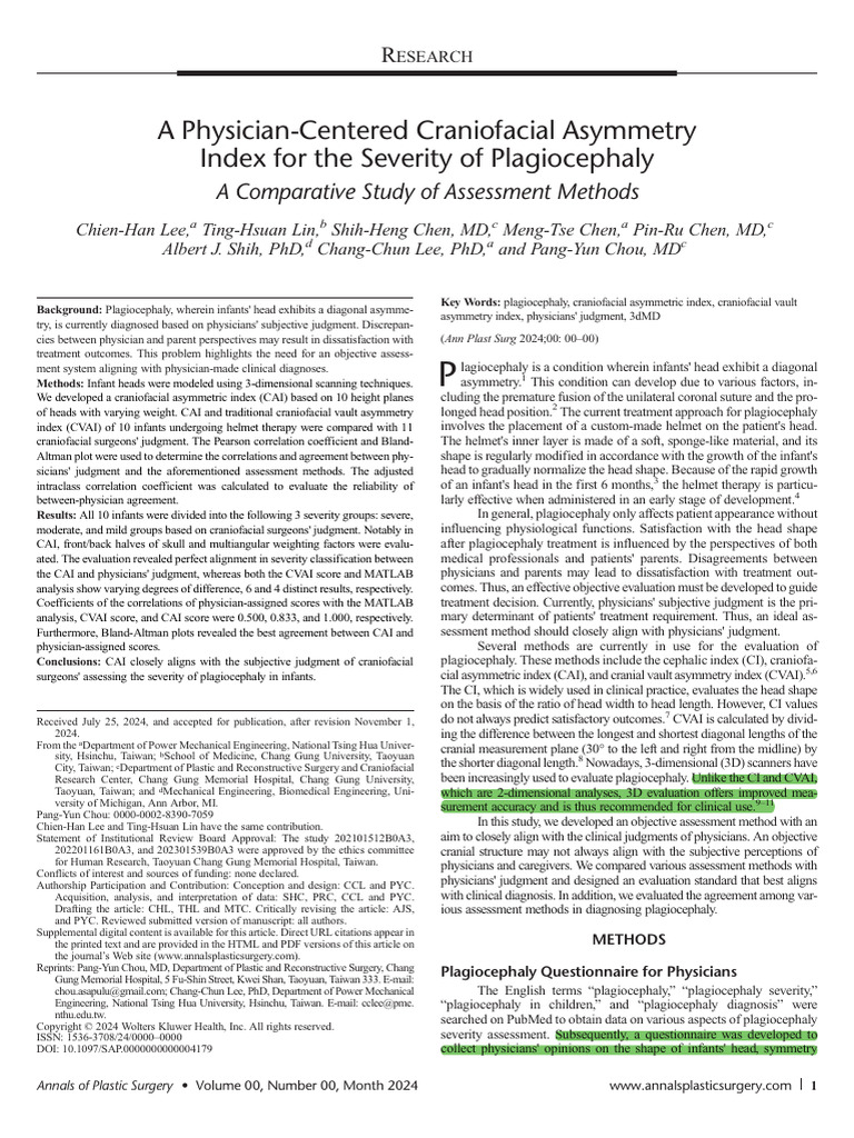 2024 - A Physician-Centered Craniofacial Asymmetry Index For The ...