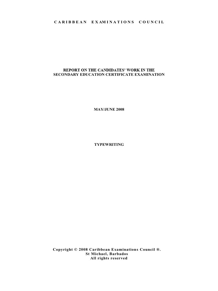 CSEC Typewriting Subject Report | PDF | Proofreading | Paragraph