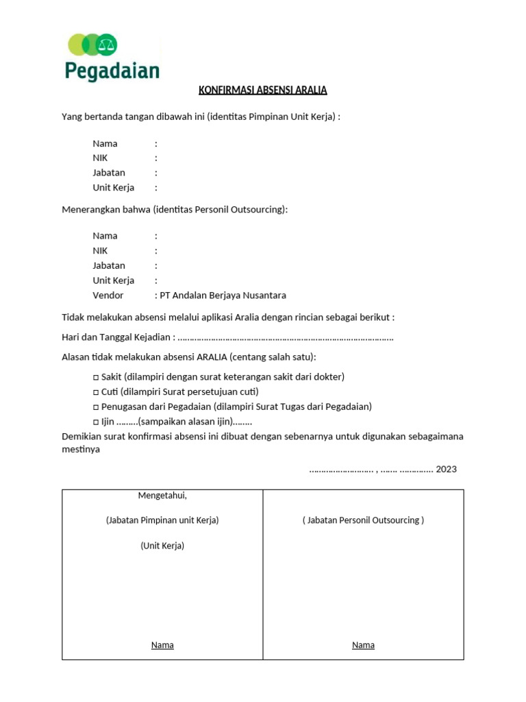 FORM KONFIRMASI ABSEN | PDF