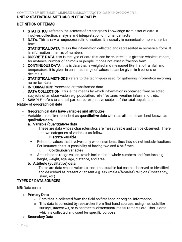 Statistical Methods in Geography | PDF