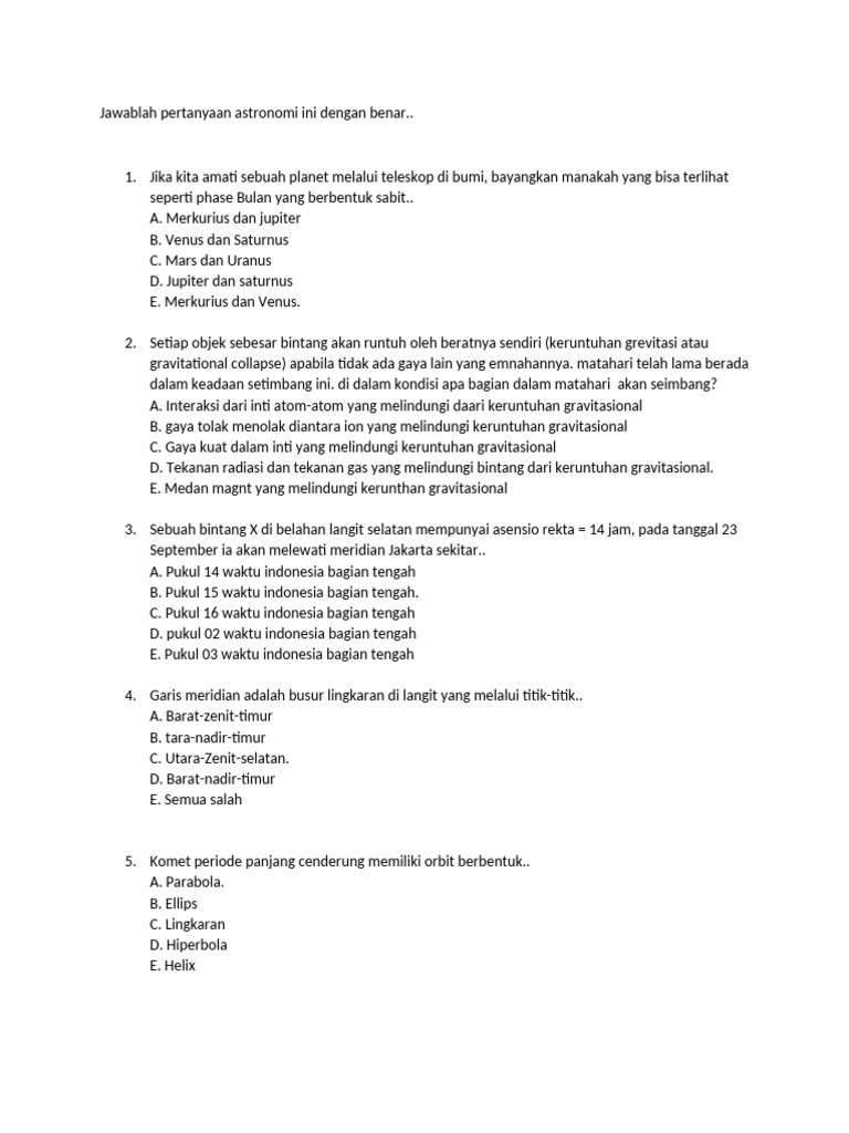 Soal Astronomi | PDF