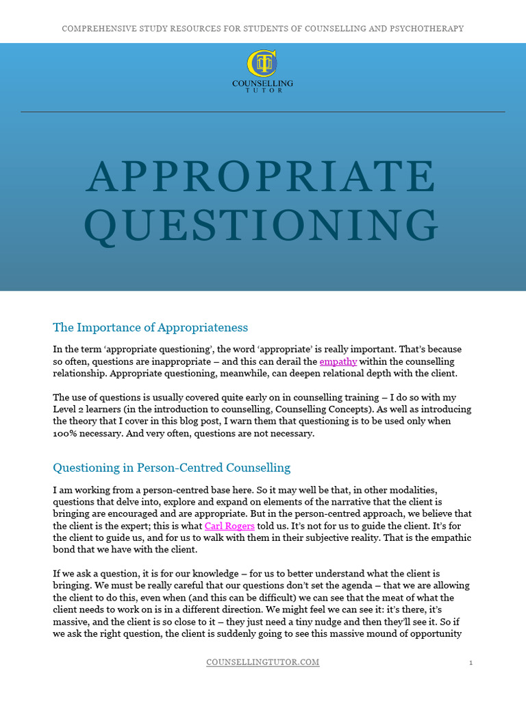 CT Appropriate Questioning | PDF | Empathy | Feeling