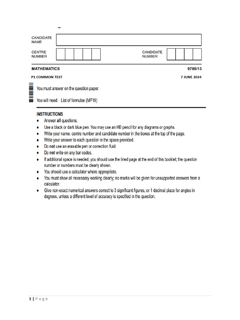 Common Test Questions - June 2024 | PDF