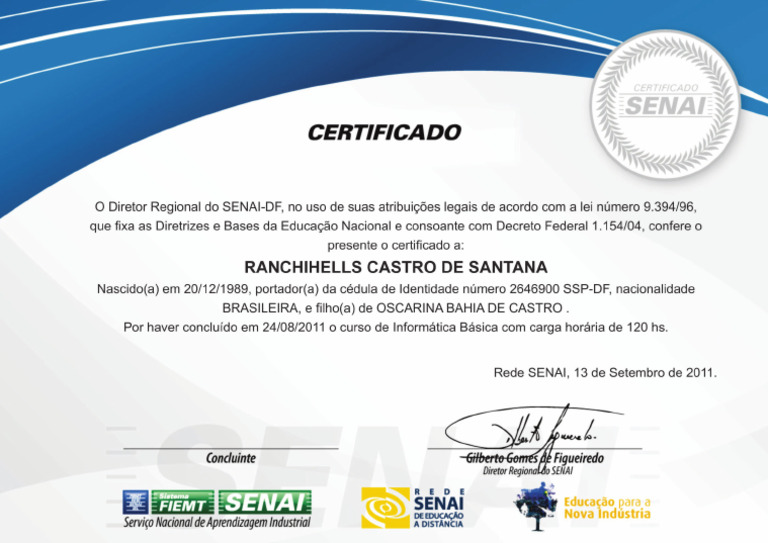 Certificado Senai | PDF