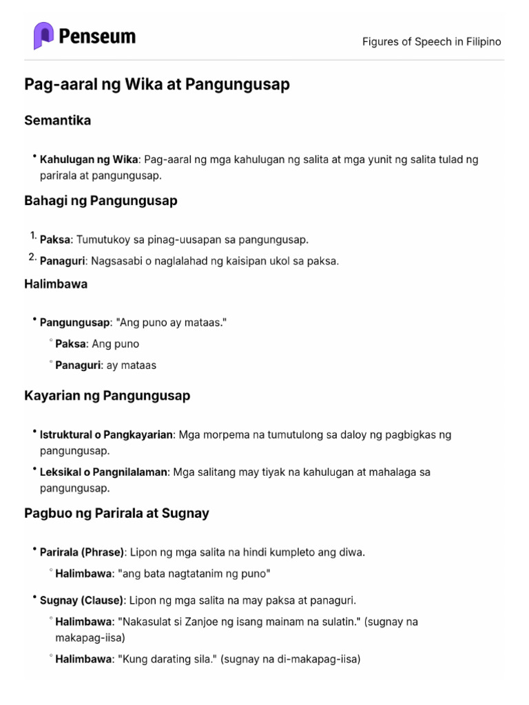 Figures of Speech in Filipino | PDF