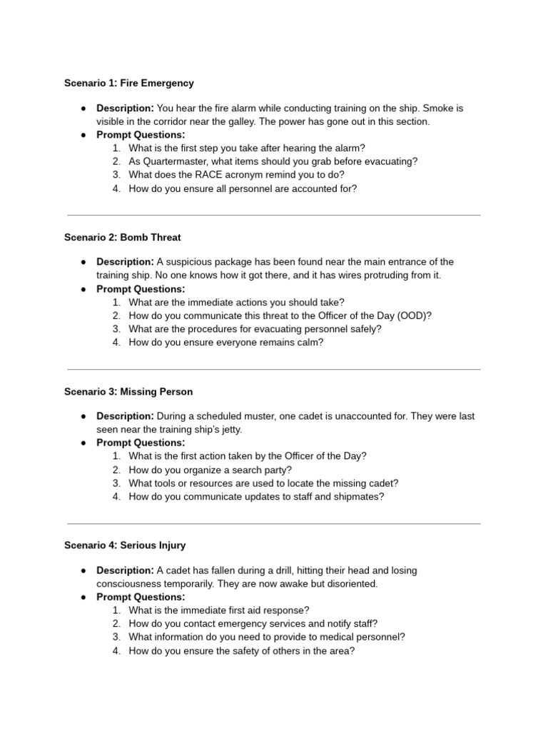 Emergency Scenario Flashcards | PDF