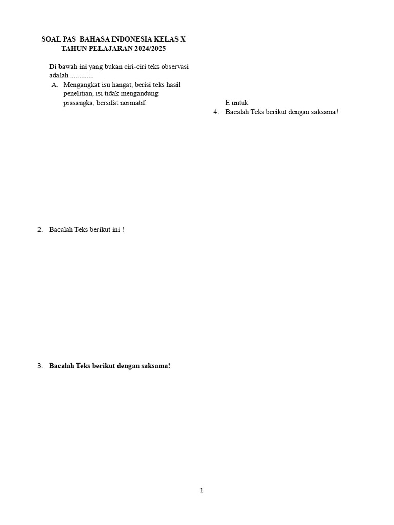 2..SOAL Pas B. Indo Kls X 2024 | PDF