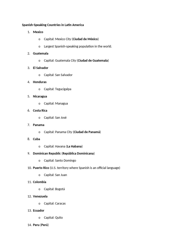 Spanish-Speaking Countries Overview | PDF