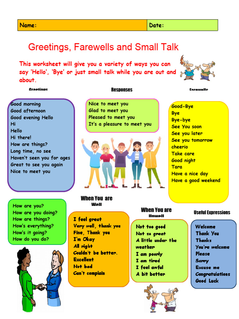 Greetings Farewells Small Talk Conversation Topics Dialogs 118084 | PDF