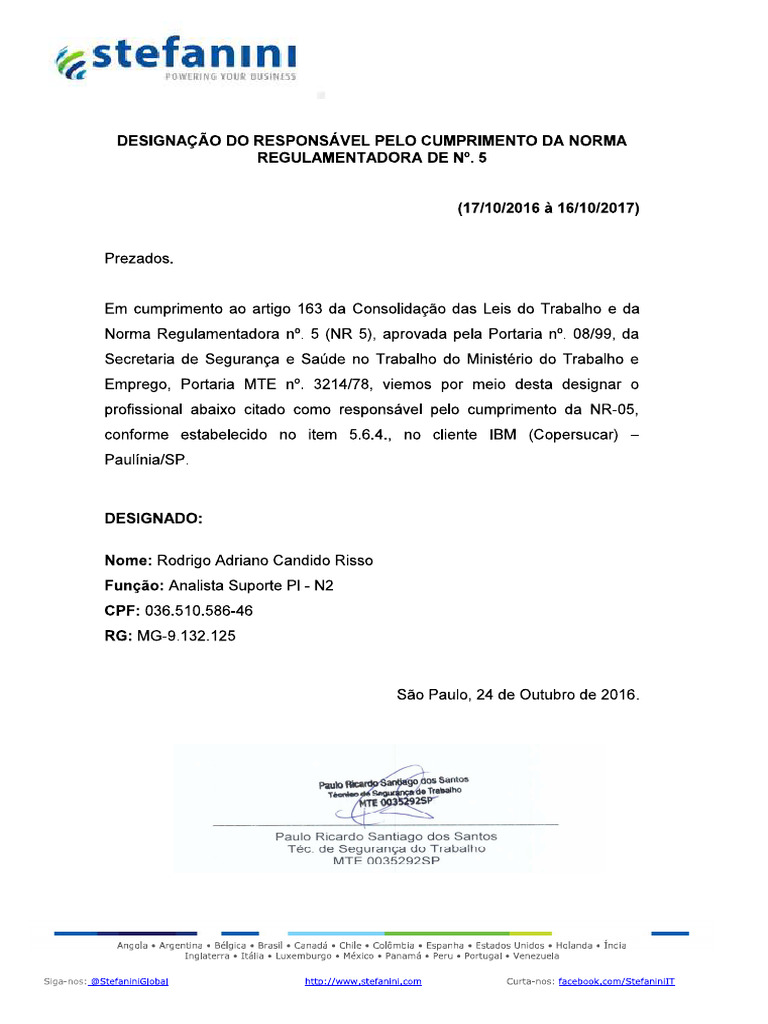 Convite DESIGNADO CIPA ASSINADO | PDF