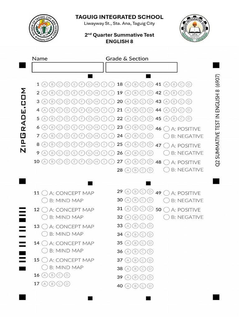 q2 Summative Test Answer Sheet | PDF