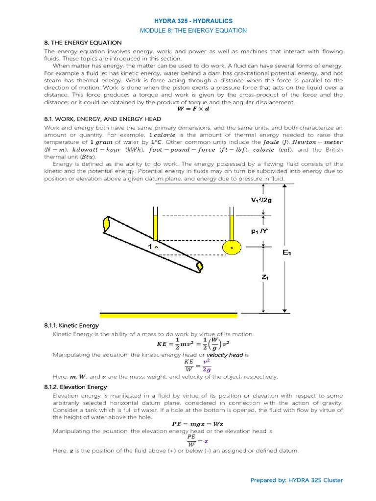 The Energy Equation Pdf Pump Turbine