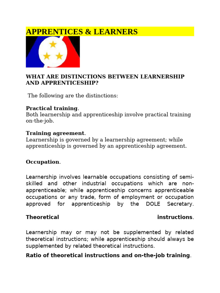 Differences Between Learnerships and Apprenticeships | PDF | Employment | Apprenticeship