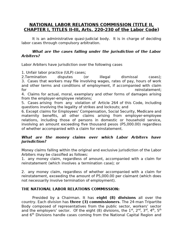 National Labor Relations Commission | PDF | Arbitration | Employment