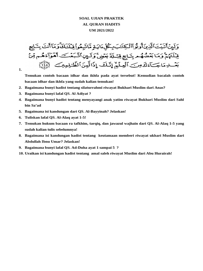 Soal Um Qh 2021-2022 Praktek | PDF