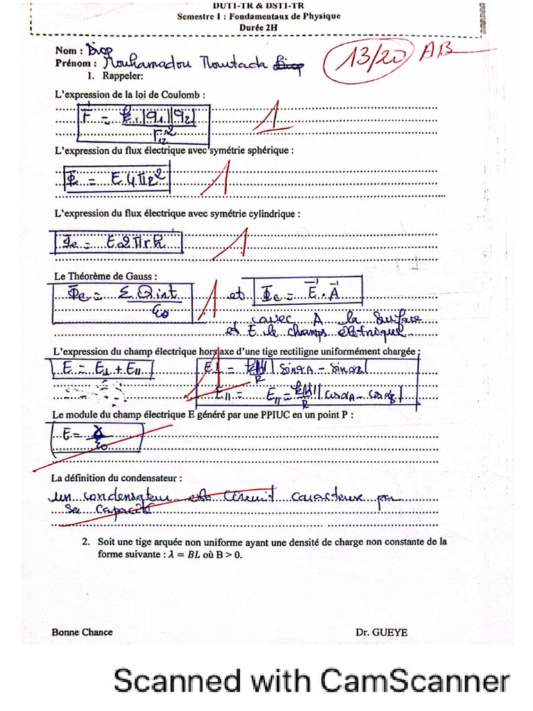 CC Physique 2022 2023 Copie | PDF