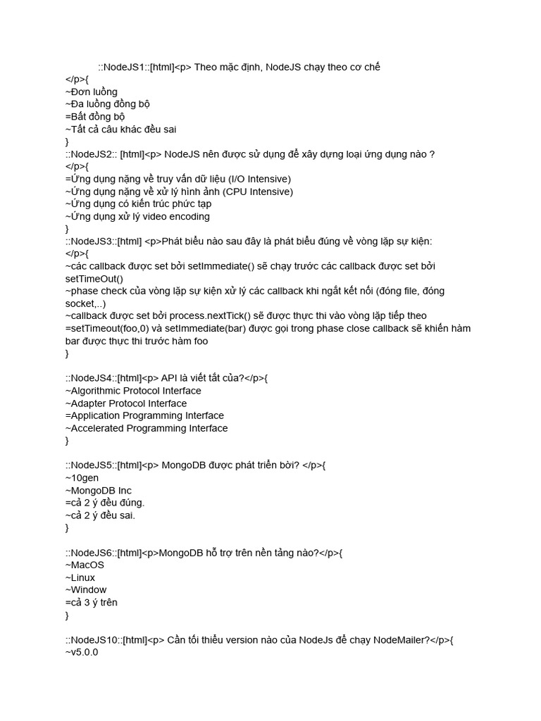 w6 Nodejs Nhóm THC Quiz | PDF