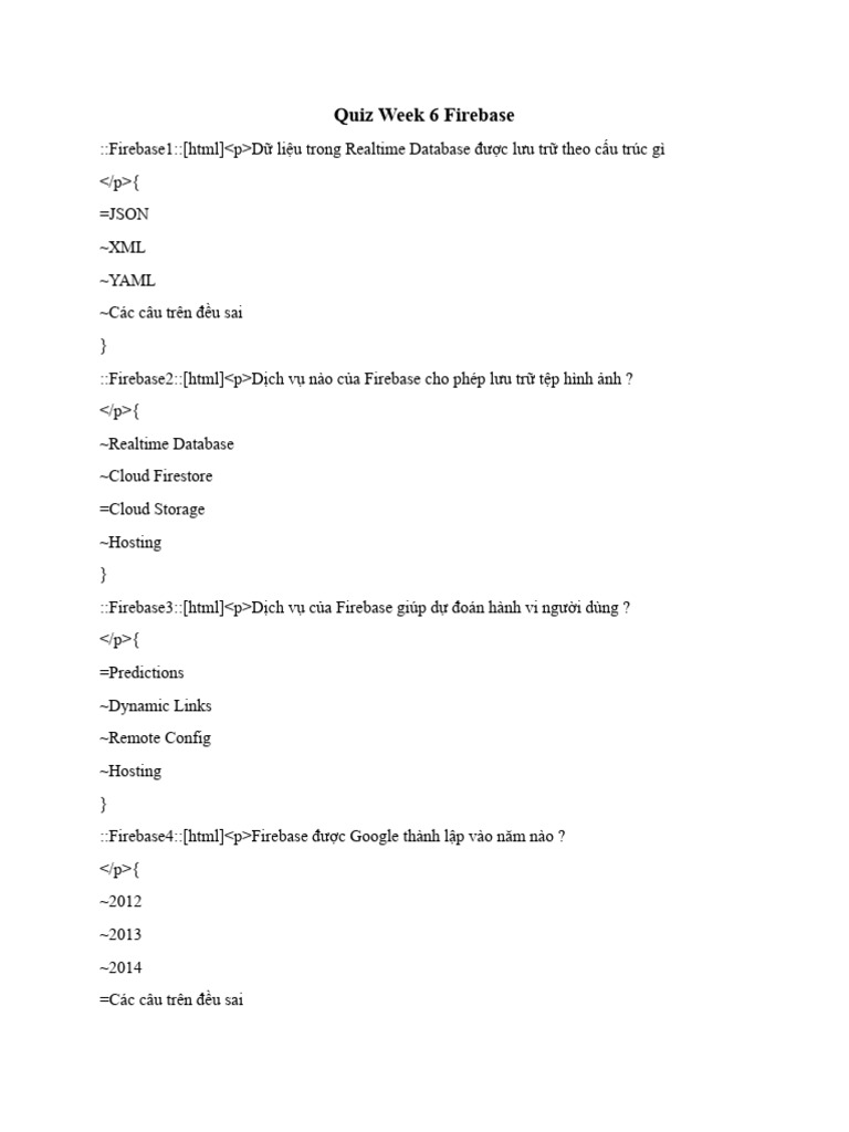 W6 Firebase NhómDorime Quiz | PDF