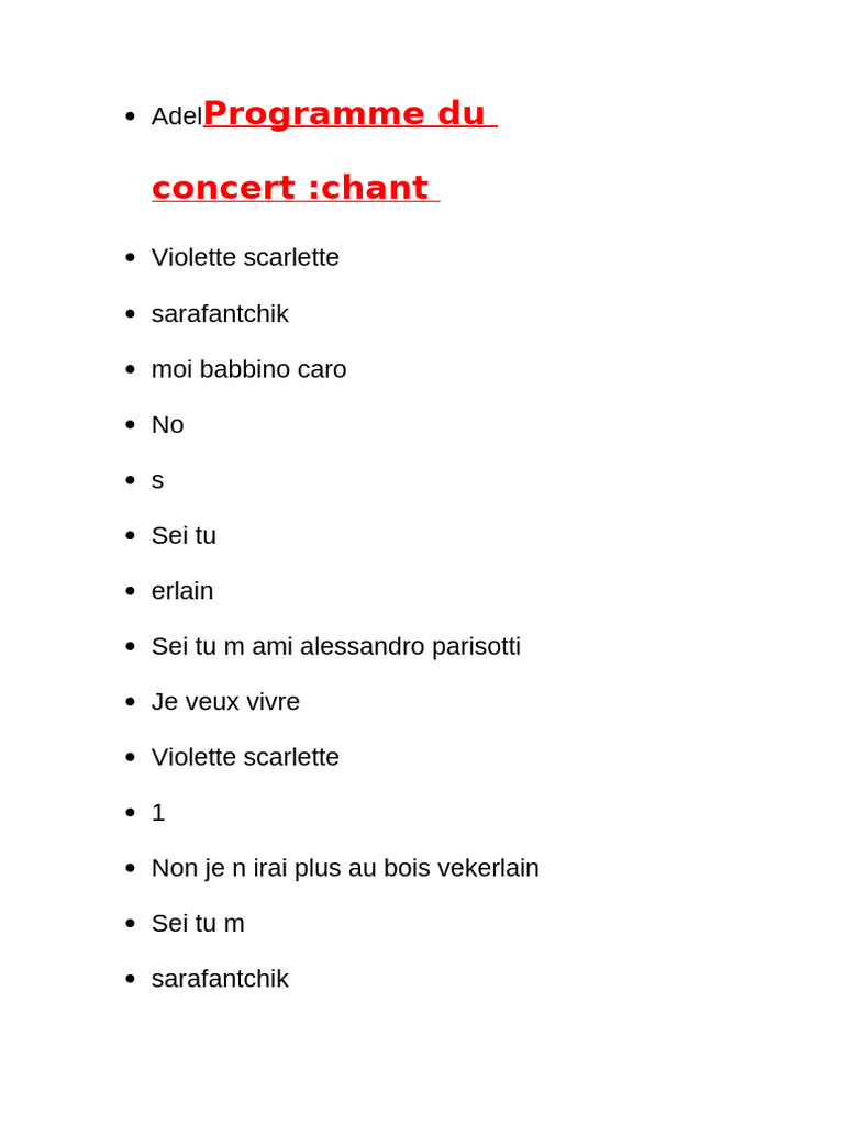 Programme Du Concert:chant | PDF