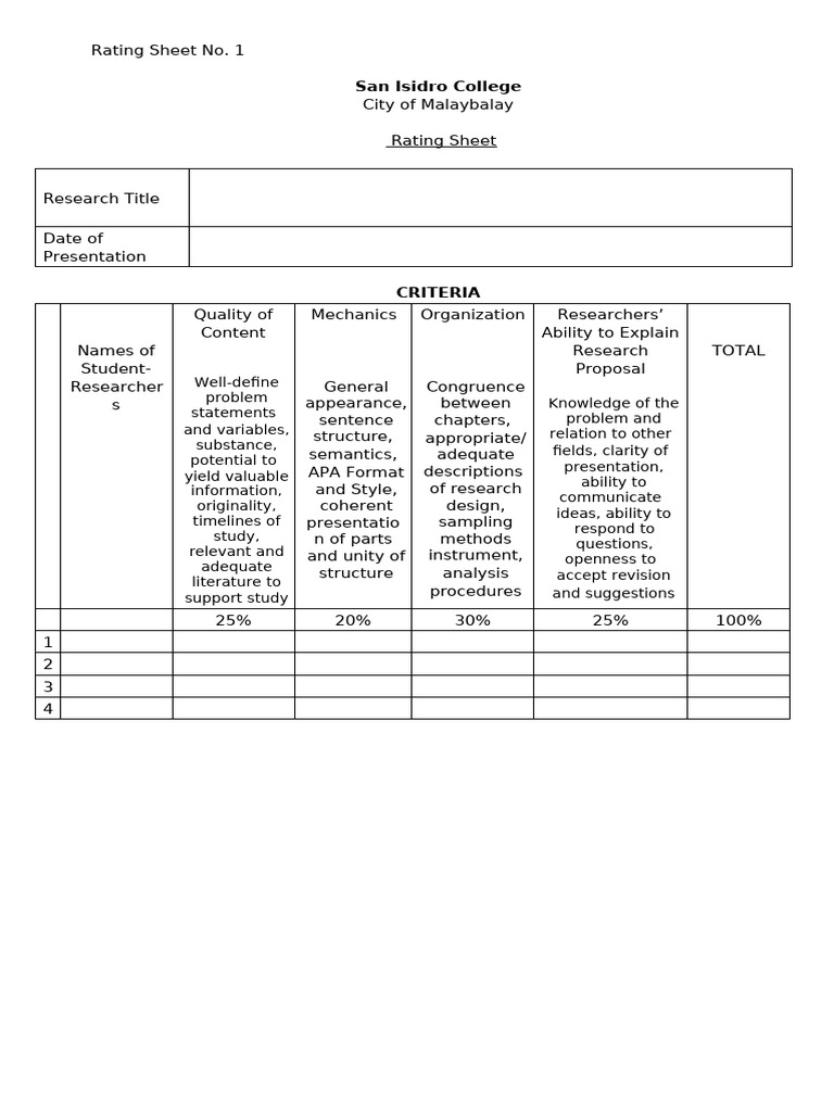 Research Evaluation Criteria | PDF