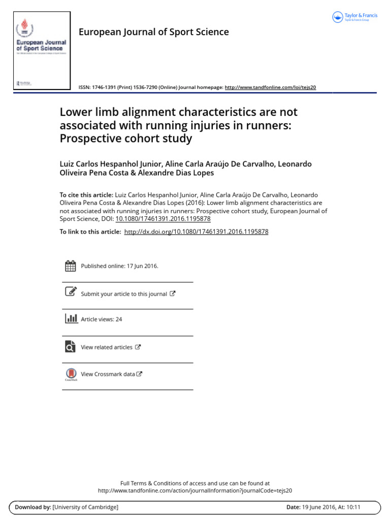 Lower Limb Alignment Characteristics Are Not Associated With Running ...
