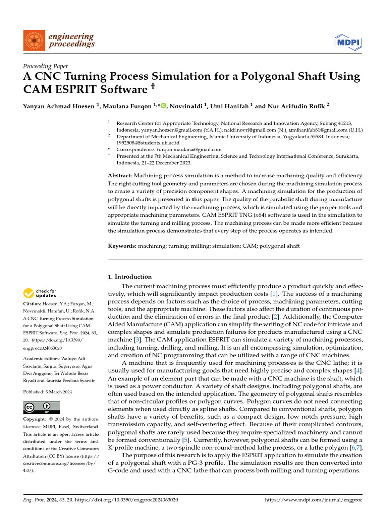 A CNC Turning Process Simulation For A Polygonal Shaft | PDF ...