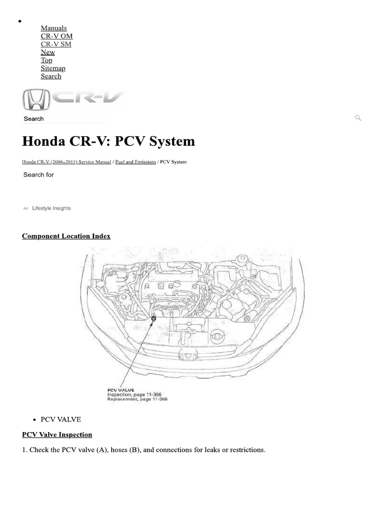 Honda CR-V PCV System | PDF