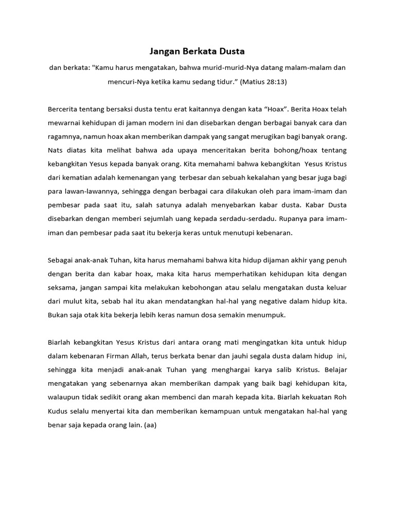 Jangan Berkata Dusta | PDF