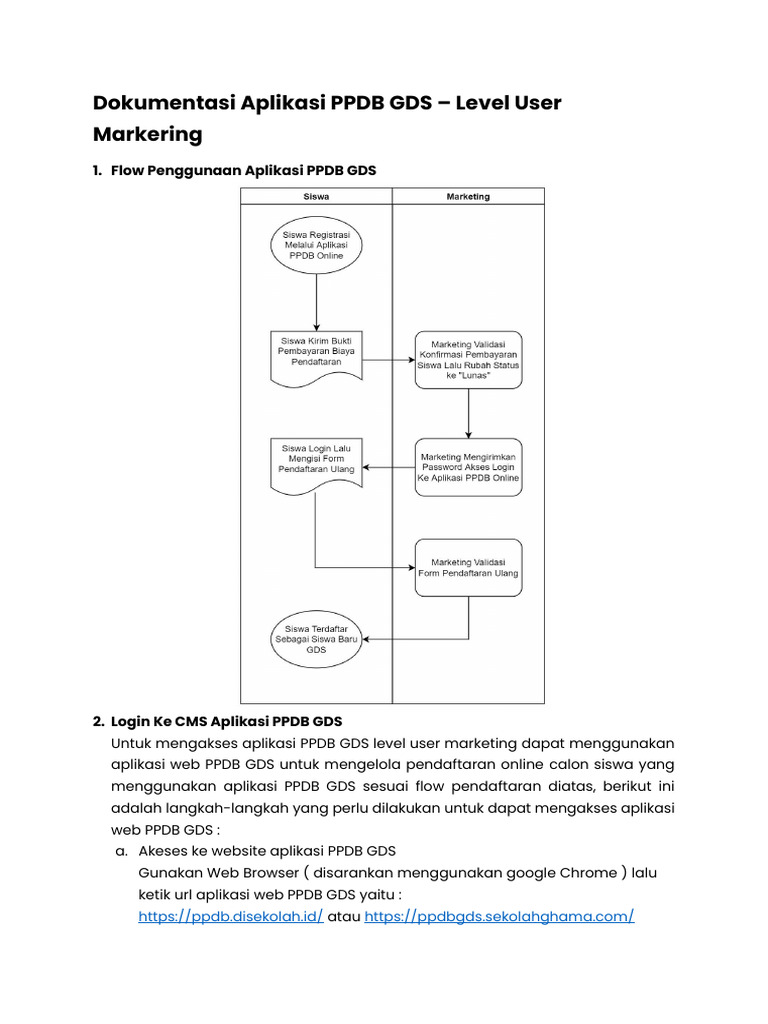 Dokumentasi Aplikasi PPDB Online - Marketing | PDF