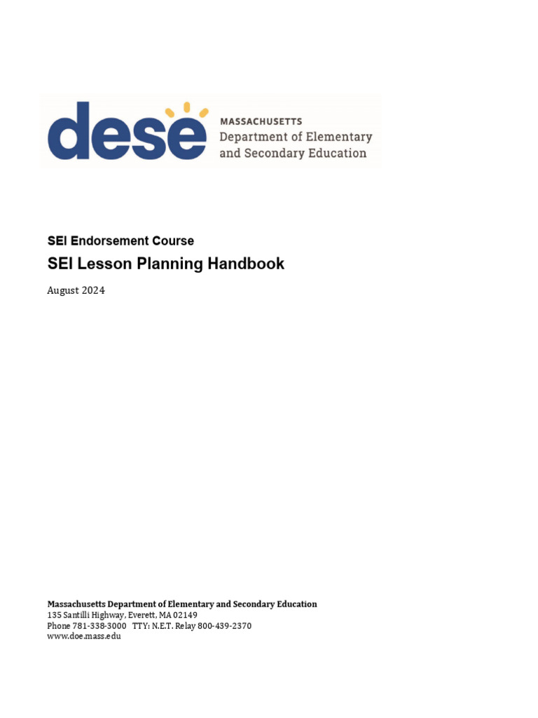 SEI Lesson Planning Handbook 2024 | PDF | Reading Comprehension ...