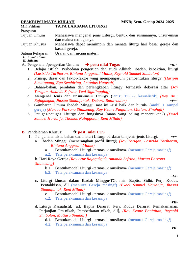 Silabus MKP Liturgi | PDF