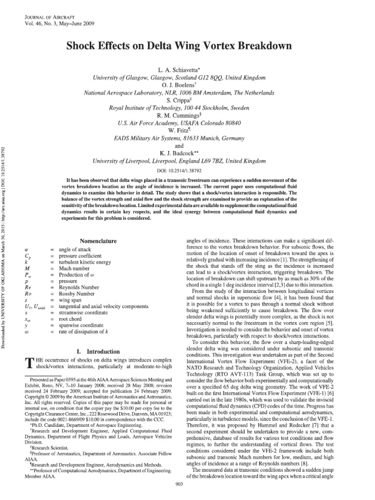 4-Shock Effects On Delta Wing Vortex Breakdown | PDF