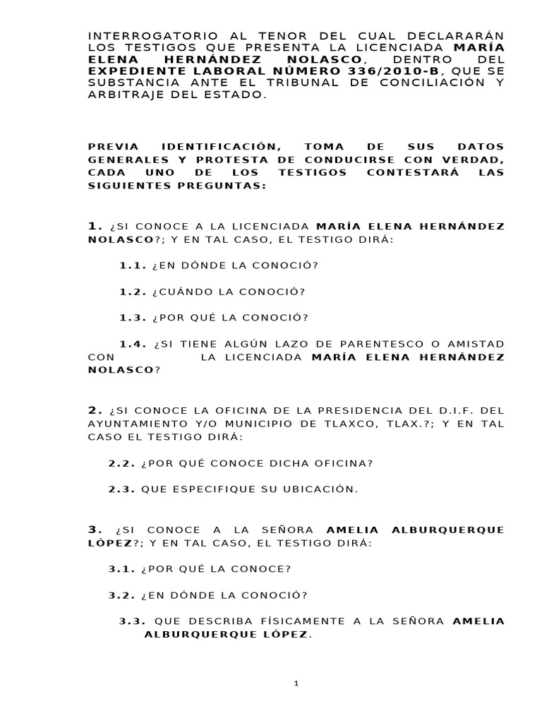 TESTIMONIAL, INTERROGATORIO | PDF
