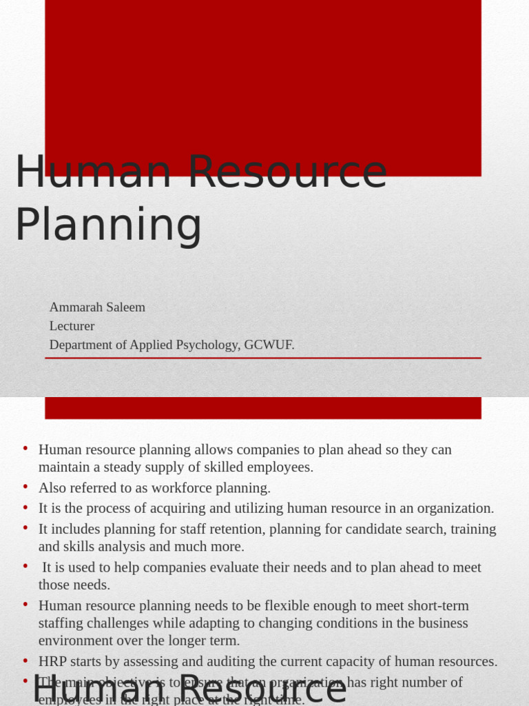 Human Resource Planning Essentials | PDF | Human Resources | Employment
