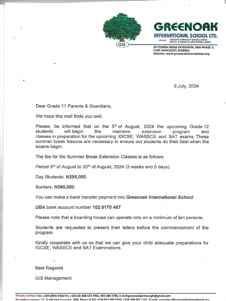 Summer Term Extension Classes | PDF