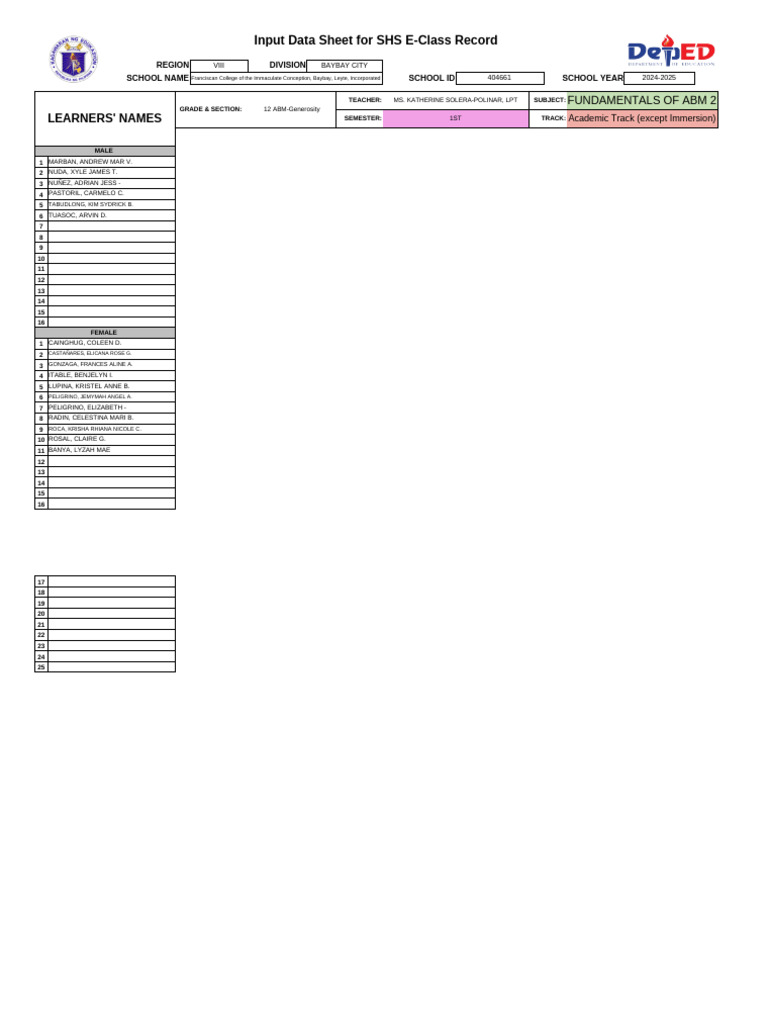 Fundamentals of ABM 2 - 2024-2025 - 12 ABM | PDF